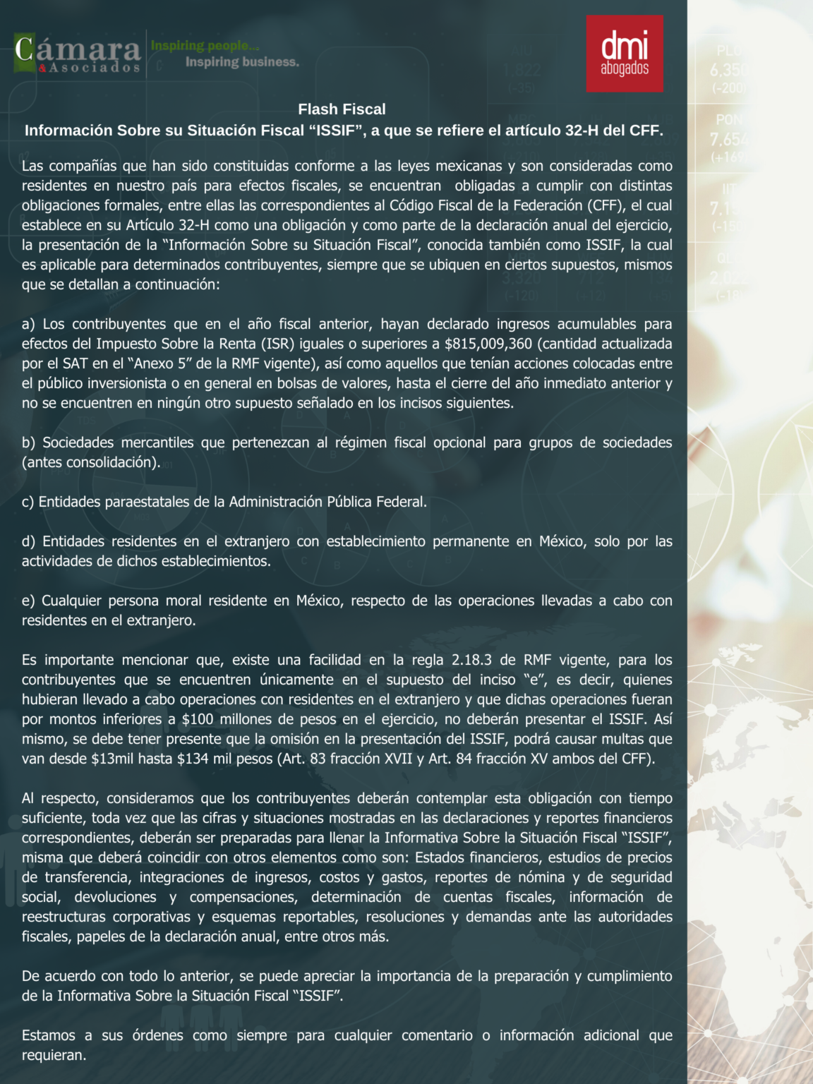 Flash Fiscal Información Sobre su Situación Fiscal “ISSIF”, a que se ...